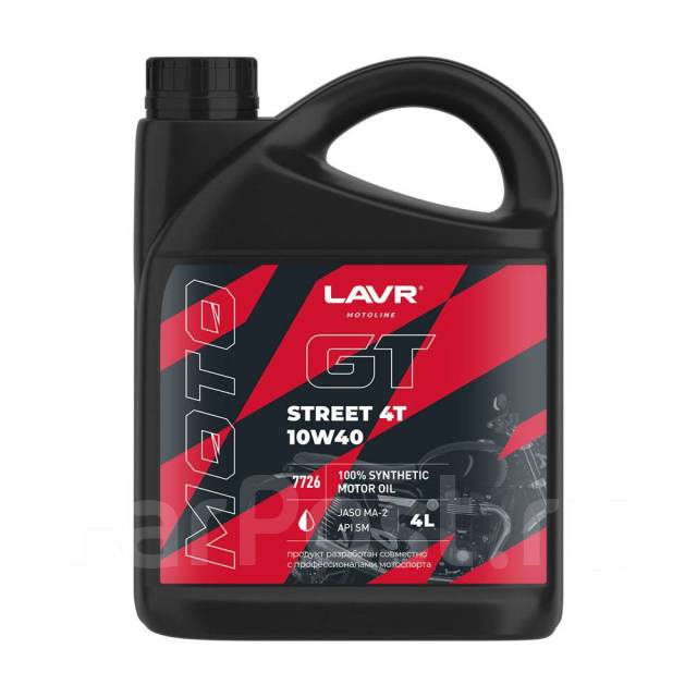 Масло моторное Lavr GT Street 4T 10W-40, 4л. Ln7726, синтетическое, 4 ...