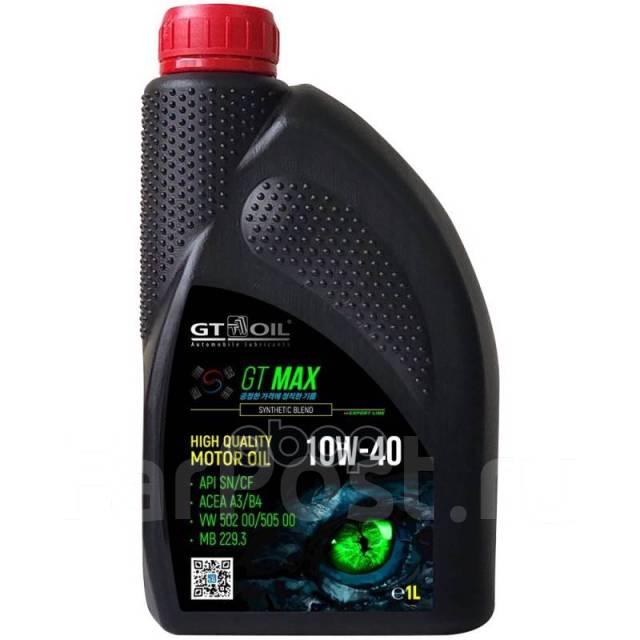Масло Моторное Полусинт. Gt Max Sae 10W40, Api Sn/Cf, 1 Л GT OIL, полусинтетическое, 1,00 л. A3 ...