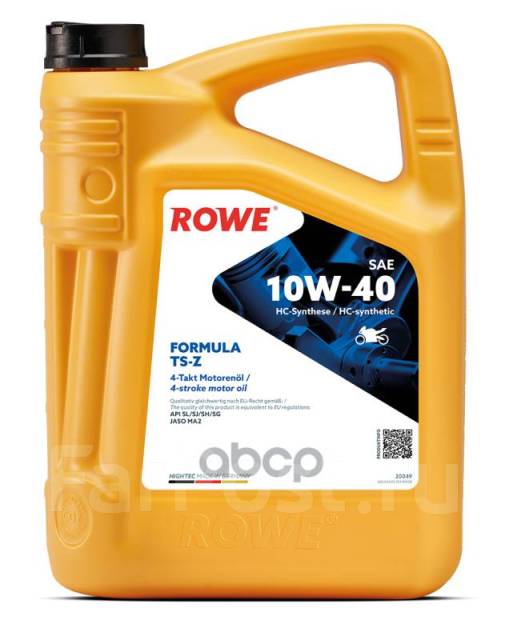 Масло Моторное Для Мотоциклов 10W-40 Rowe 5Л Нс-Синтетика Hightec ...