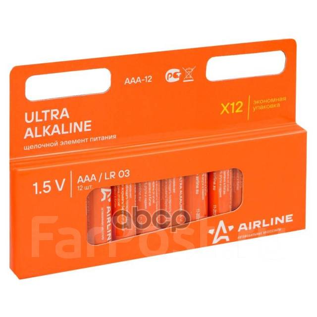 Батарейки Lr03/Aaa Щелочные 12 Шт. (Aaa-12) Airline арт. AAA-12, новый ...