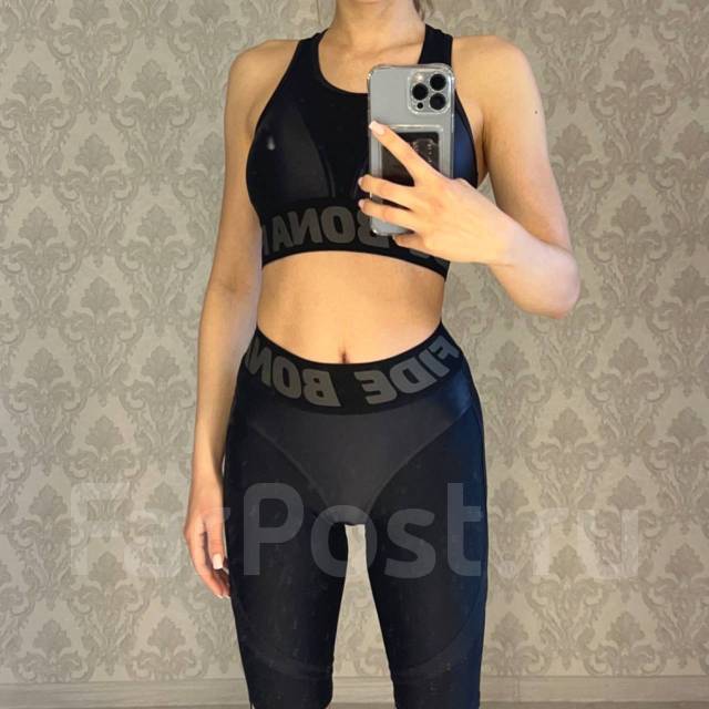 NEW Костюм BONA FIDE Bonafide XXS XS S чёрный в сетку топ и шорты, 38 ...