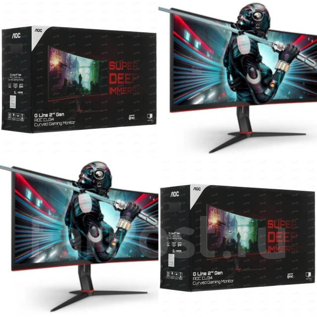 Новый Изогнутый 4K Монитор AOC 34" 144Hz, 1ms. В упаковке, 3840x2160 ...