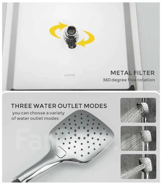 Душевая система Gappo G2418-1 хром, в наличии. Цена: 30 000₽ во Владивостоке