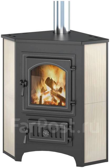 Печь-Камин Везувий ПК-01 (220) угловой Бежевый 9 кВт 150м3, новый, в ...