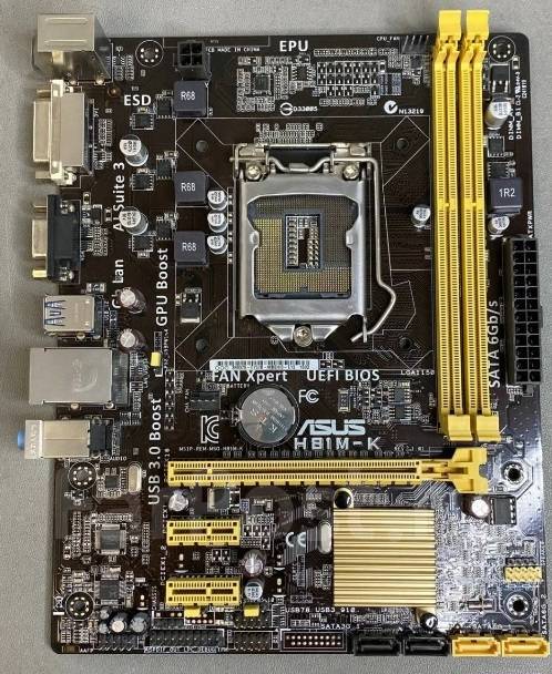 Материнская плата ASUS H81M-K, б/у, в наличии. Цена: 2 300₽ во Владивостоке