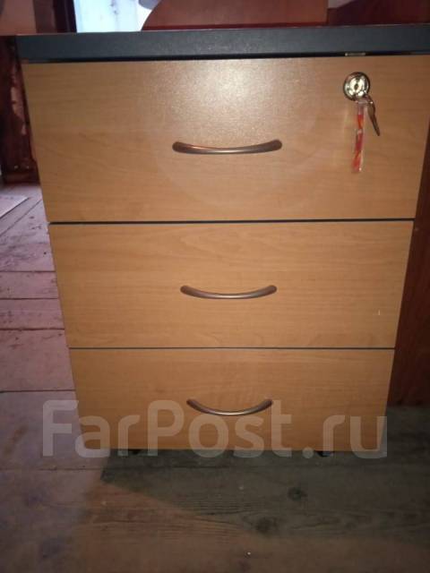 Тумбочка подкатная офисная, коричневый, 40 см, 56 см, 45 см, б/у, в ...