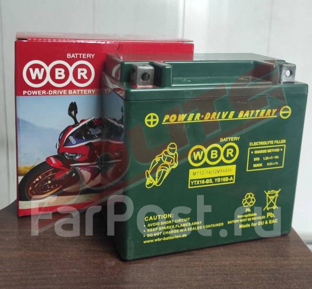 Аккумулятор мото WBR MT12-14 (YTX14-BS) 14ач, 14 А.ч. новый, в наличии ...