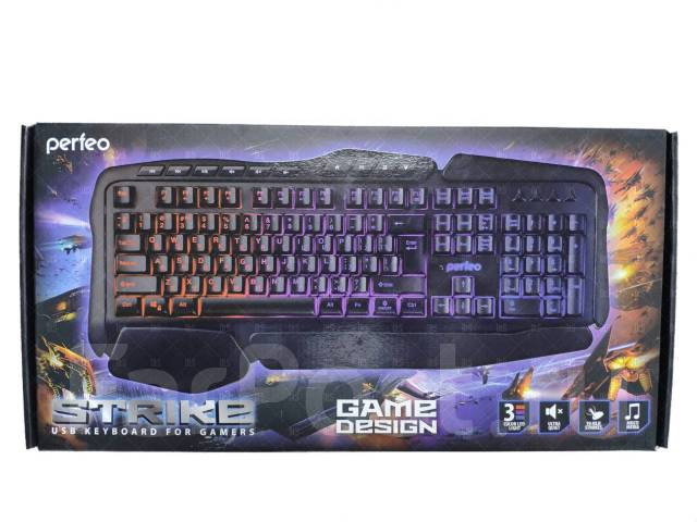 Клавиатура Perfeo Strike Multimedia Black USB игровая, новый, в наличии ...