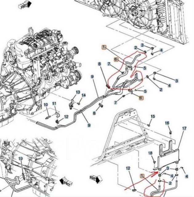 Трубка охлаждения АКПП Cadillac Escalade 2006 15779543 GMT900 6.2 L92 ...