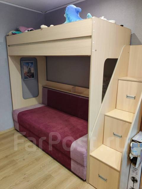 Продается двухъярусная кровать-диван, б/у, в наличии. Цена: 23 000₽ во ...