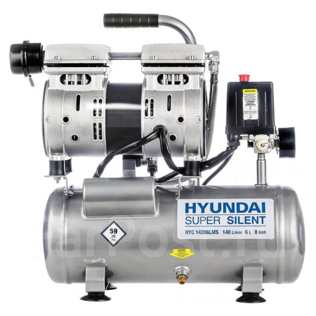Компрессор воздушный безмасляный Hyundai HYC 14206LMS. 750Вт. 140л/мин ...