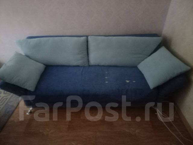 Диван-кровать, независимый пружинный блок, синий, б/у, в наличии. Цена ...