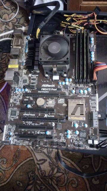 Комплект: материнка, озу, проц, кулер, AMD A75, ASRock, б/у, в наличии ...