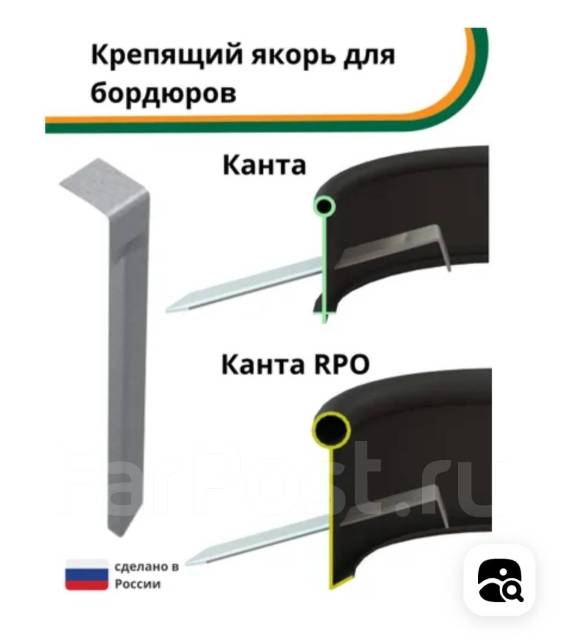 Крепящий якорь к бордюру Канта, металл, уп 10шт, новый, в наличии. Цена ...