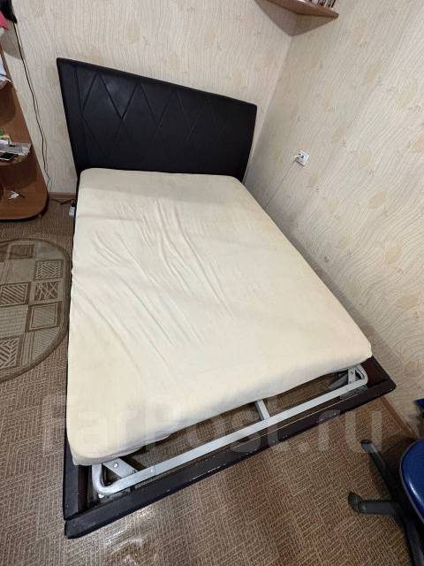 Кровать двухспальная с ортопедическим матрасом, двуспальная, металл ...