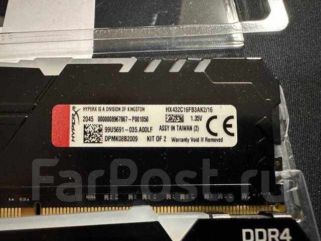 Оперативная память Kingston Hyperx Fury Ddr4 16гб 16 гб б у в