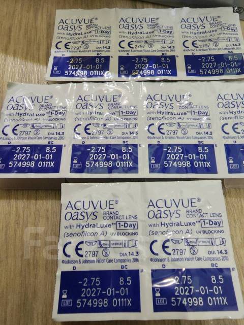 Линзы однодневные Acuvue oasys hydraluxe - 2.75 поштучно, новый, в ...