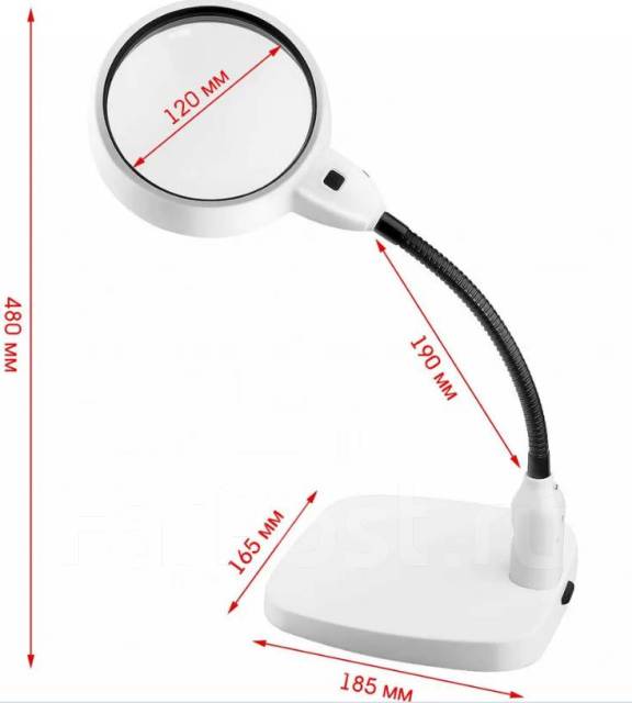 Лупа настольная с подсветкой (10Х-120мм. ) 21LED Модель: 7767, новый, в ...