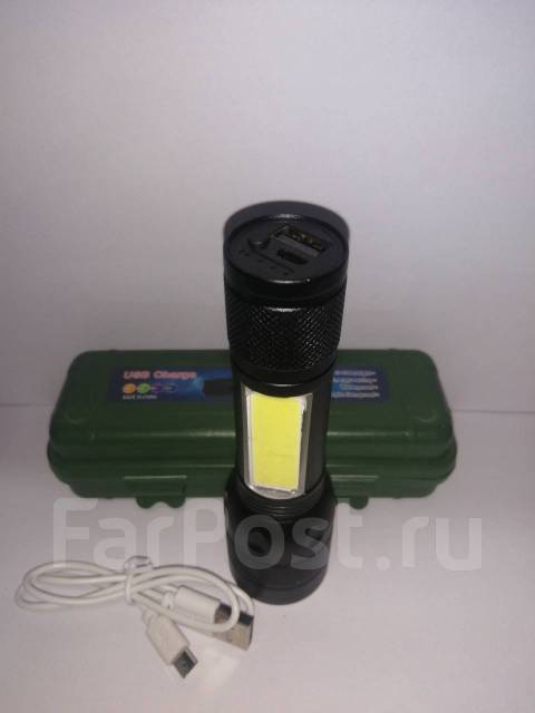 Фонарь светодиодный ручной аккумуляторный с зарядкой от USB в кейсе ...