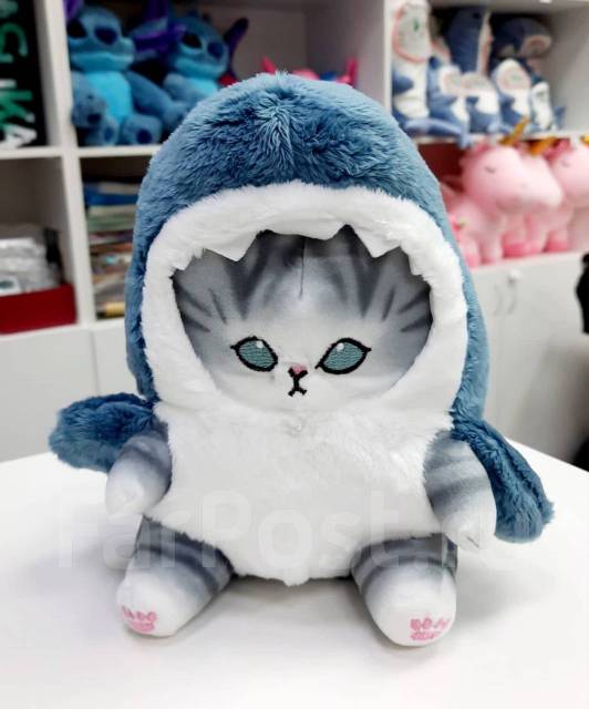 Мягкая игрушка кот в акуле, котик 30 см, новый, в наличии. Цена: 1 390 ...