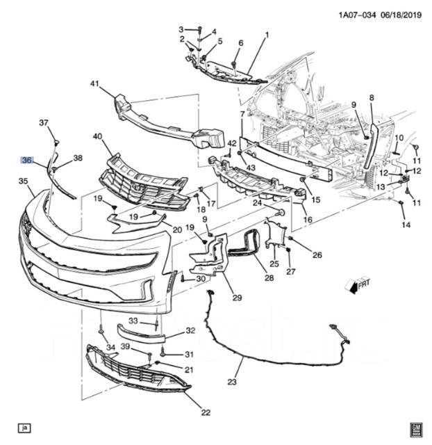 Молдинг-накладка переднего бампера Chevrolet Camaro 2019-2023 купить в ...