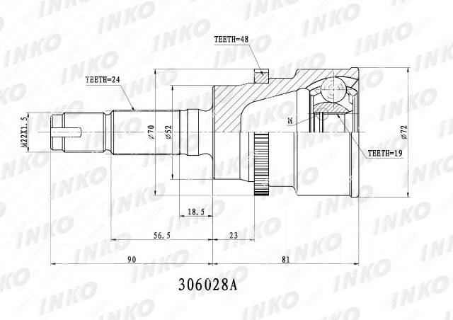 Шрус подвески наружный Inko 306028A 24/19 купить в Иркутске по цене: 1 ...