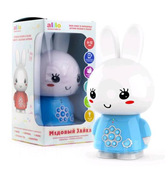Музыкальная интерактивная игрушка Alilo Медовый зайка G6+ голубой ...