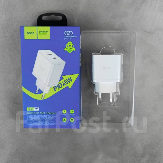 Блок з/у Hoco N35 2Type-C PD+QC3.0 45W Белый, новый, в наличии. Цена: 1 ...