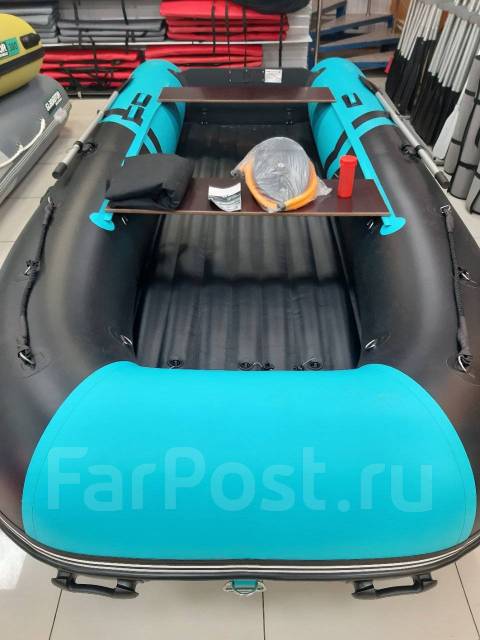 Лодка пвх Гладиатор E450JET нднд чёрно-бирюзовая, подвесной, бензин ...