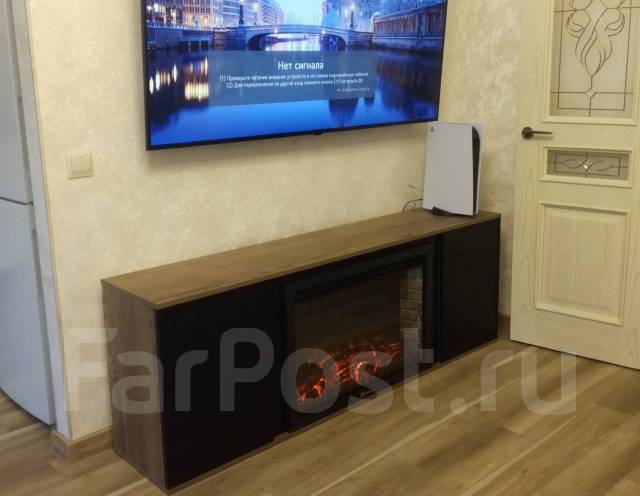 Тумба ТВ под телевизор в виде электрокамина! LINE 30 Wood Black 2 ...