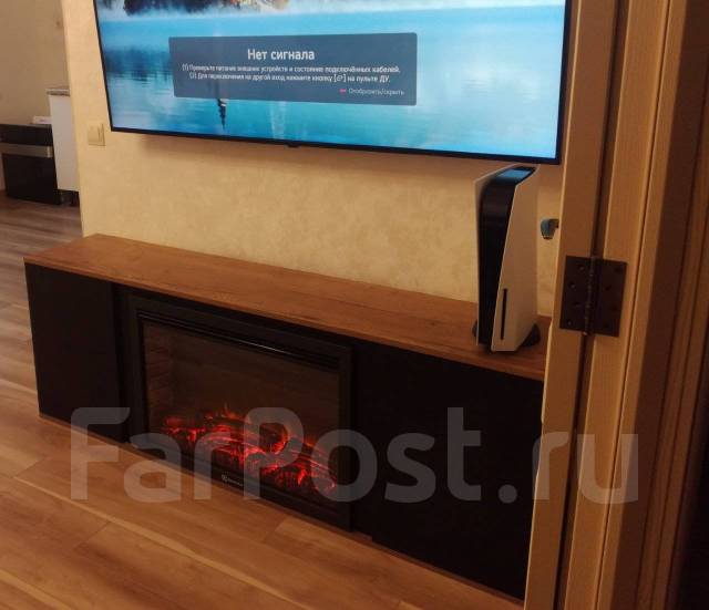 Тумба ТВ под телевизор в виде электрокамина! LINE 30 Wood Black 2 ...