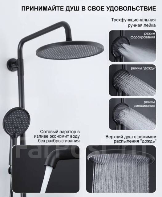 Душевая система Gappo G2406-6 чёрная, в наличии. Цена: 24 200₽ во Владивостоке