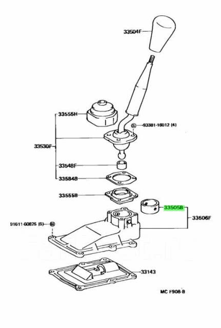 Втулка рычага механизма выбора передач Toyota 33505-22010 купить в ...
