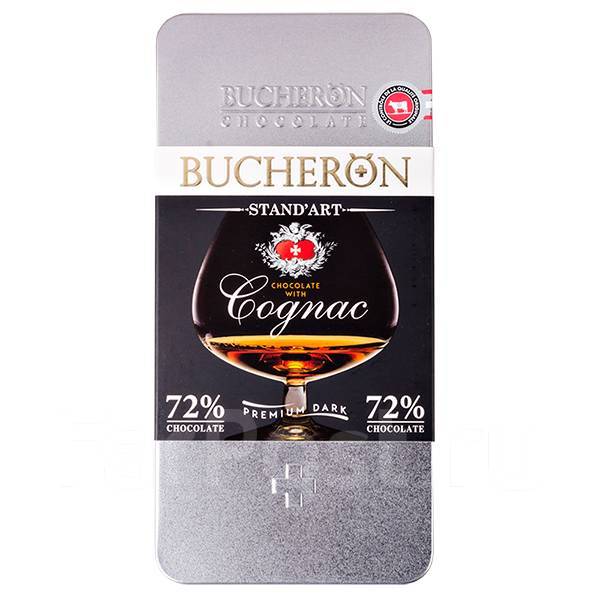 Шоколад Bucheron ж/б 72% Горький с Коньяком 100 г 1уп. х 10 шт, в ...