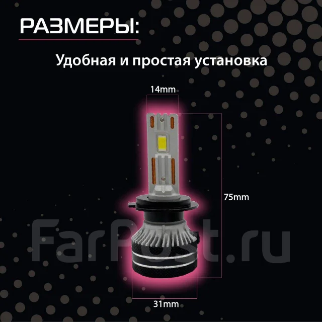 Лампа светодиодная HiVision Z3 Bright H7 - 6000K / 11000Lm LED 2шт ...