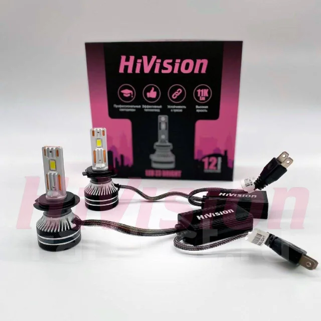 Лампа светодиодная HiVision Z3 Bright H7 - 6000K / 11000Lm LED 2шт ...