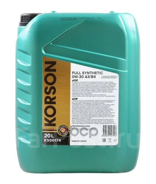 Синт. Мотор. Масло. ) Korson 0W-30 Full Synthetic A3/B4 20Л ...