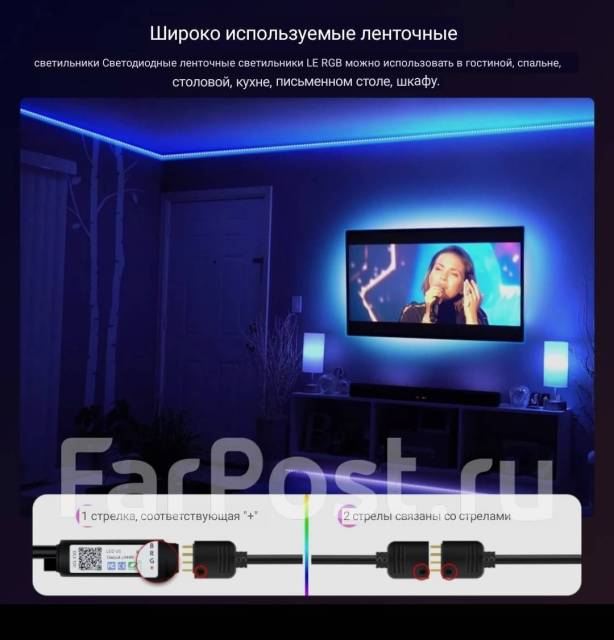 Светодиодная клейкая RGB LED Лента 5м Полный комплект 12В, IP65 35 LED ...