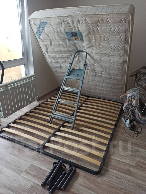 Кровать 160 х 200 с матрасом, двуспальная, металл, чёрный, 160,0 см, 35 ...