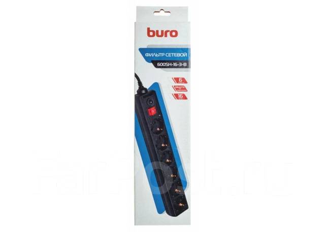 Сетевой фильтр Buro 600SH-16-3-B, 3м, черный (Новый), в наличии. Цена ...