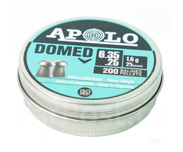 Пули для пневматики Apolo Domed 6,35 мм, 1,6 г (200 штук), новый, в ...