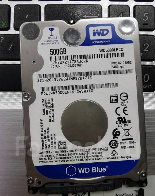 Жёсткий диск 2.5" для ноутбука 500Gb Western Digital Blue, 1 000 Гб ...