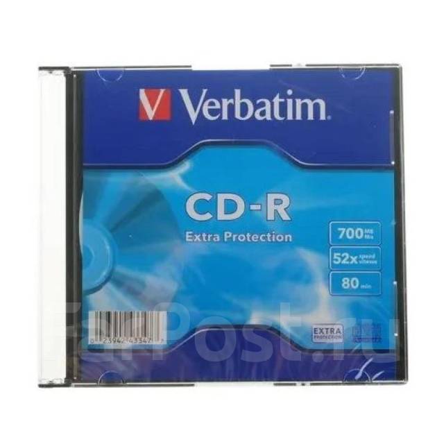 Диск CD Verbatim CD-R 700Mb 52x Slim case (1шт), новый, под заказ. Цена ...