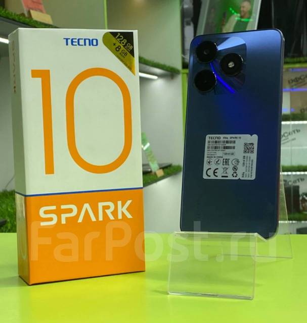 Tecno Spark 10 - 6.56", 2Sim, 50МП, 8x2.3GHz, 5000mAh, 4/128Gb. РФСеть, моноблок, черный, 4G LTE ...