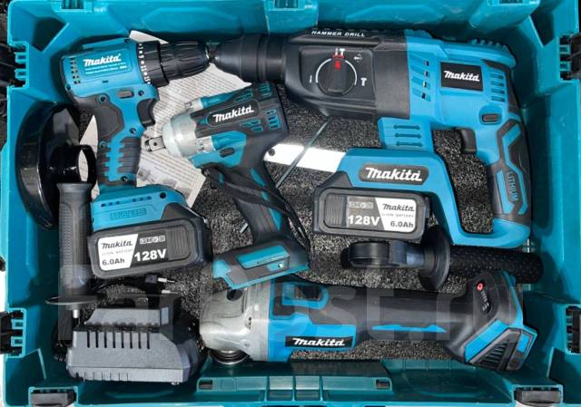 Набор аккумуляторных инструментов Makita 4в1 128v, новый, в наличии ...