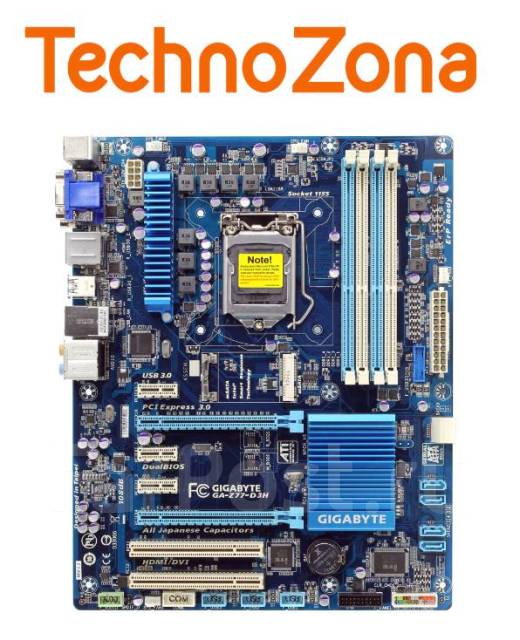 Материнская плата LGA1155 Gigabyte GA-Z77-D3H, б/у, в наличии. Цена: 4 500₽ во Владивостоке
