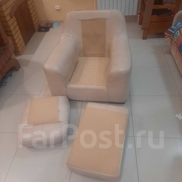 Кресло для отдыха, кожзам, ножки, светлое дерево, серый, 100,0 см, 80,0 ...