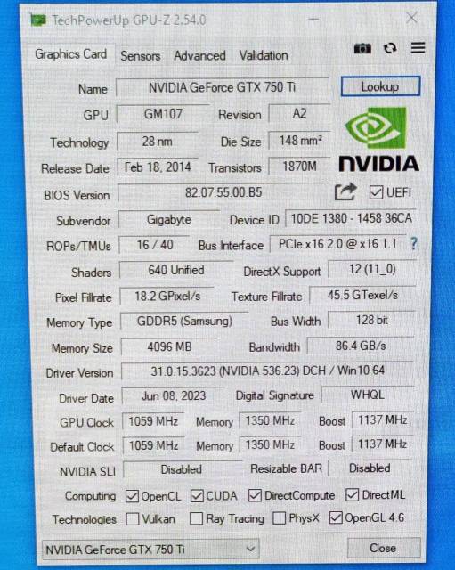 Видеокарта GTX 750 Ti, 4 гб, Gigabyte, GeForce, б/у, в наличии. Цена: 4 000₽ в Хабаровске