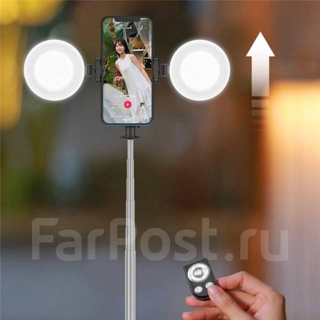 Селфи-палка для мобильного телефона, монопод с LED лампами, штатив ...