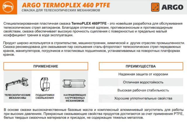 Пластичная смазка ARGO TermoPlex 460 PTFE-2 банка 1,0 кг, в наличии ...